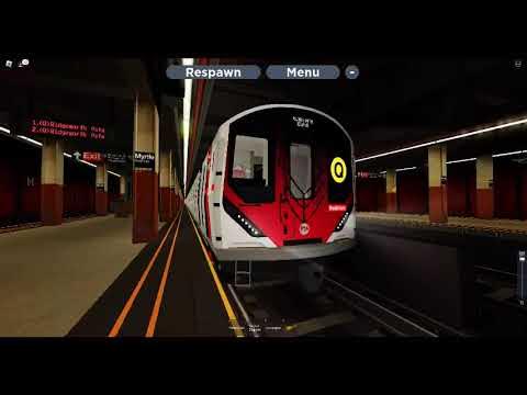 Riding the new R211T red express Q train in Roblox - YouTube