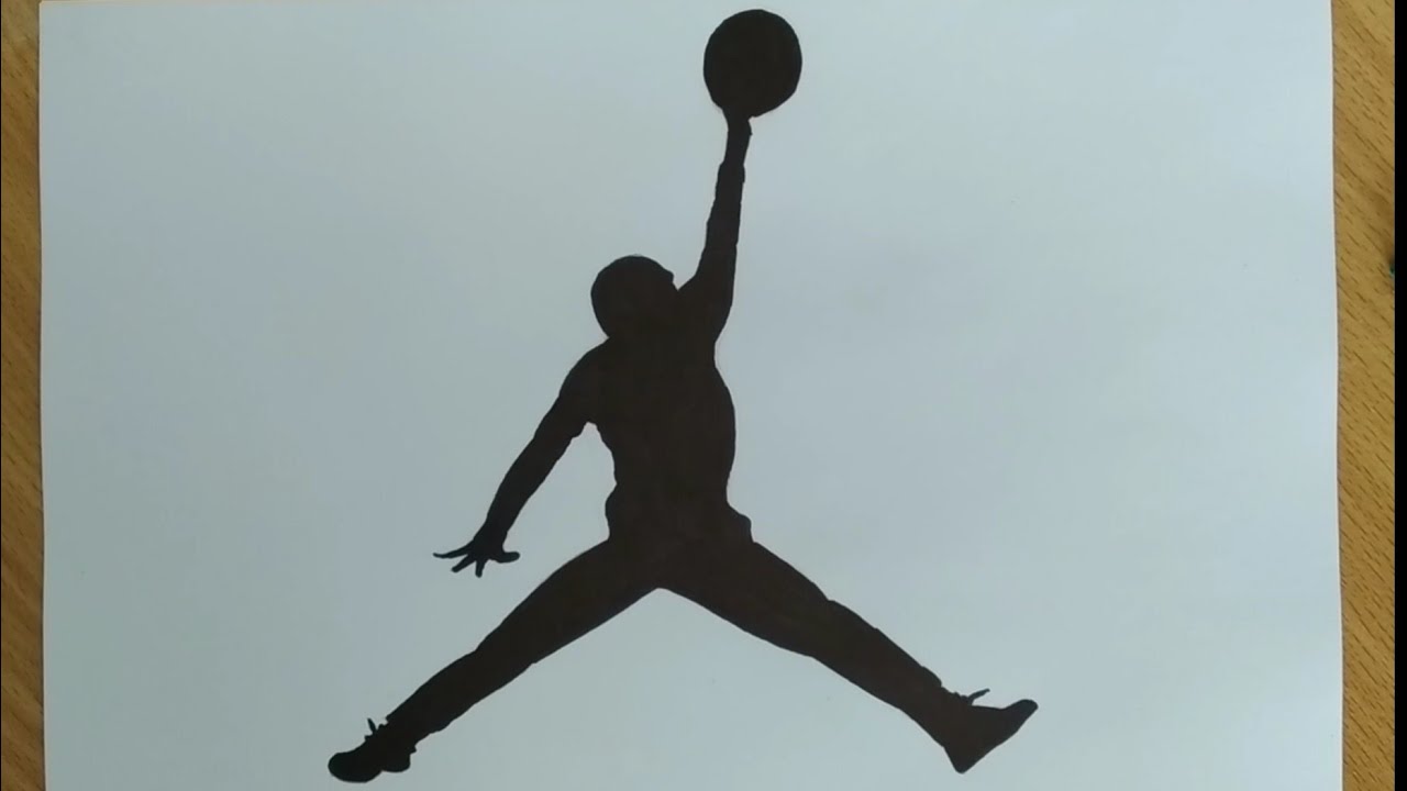 How to draw Michael Jordan logo, easy way to draw Jumpman logo - YouTube
