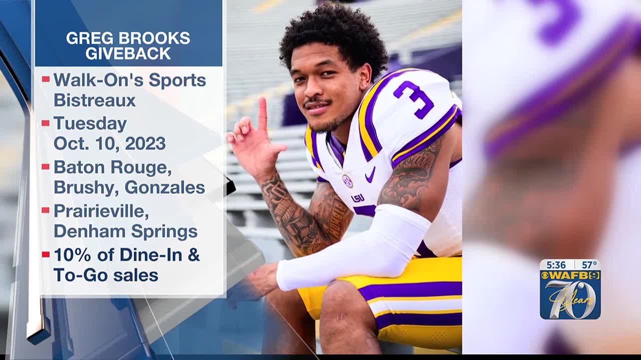 Walk-On’s hosting giveback event in support of LSU’s Greg Brooks Jr ...