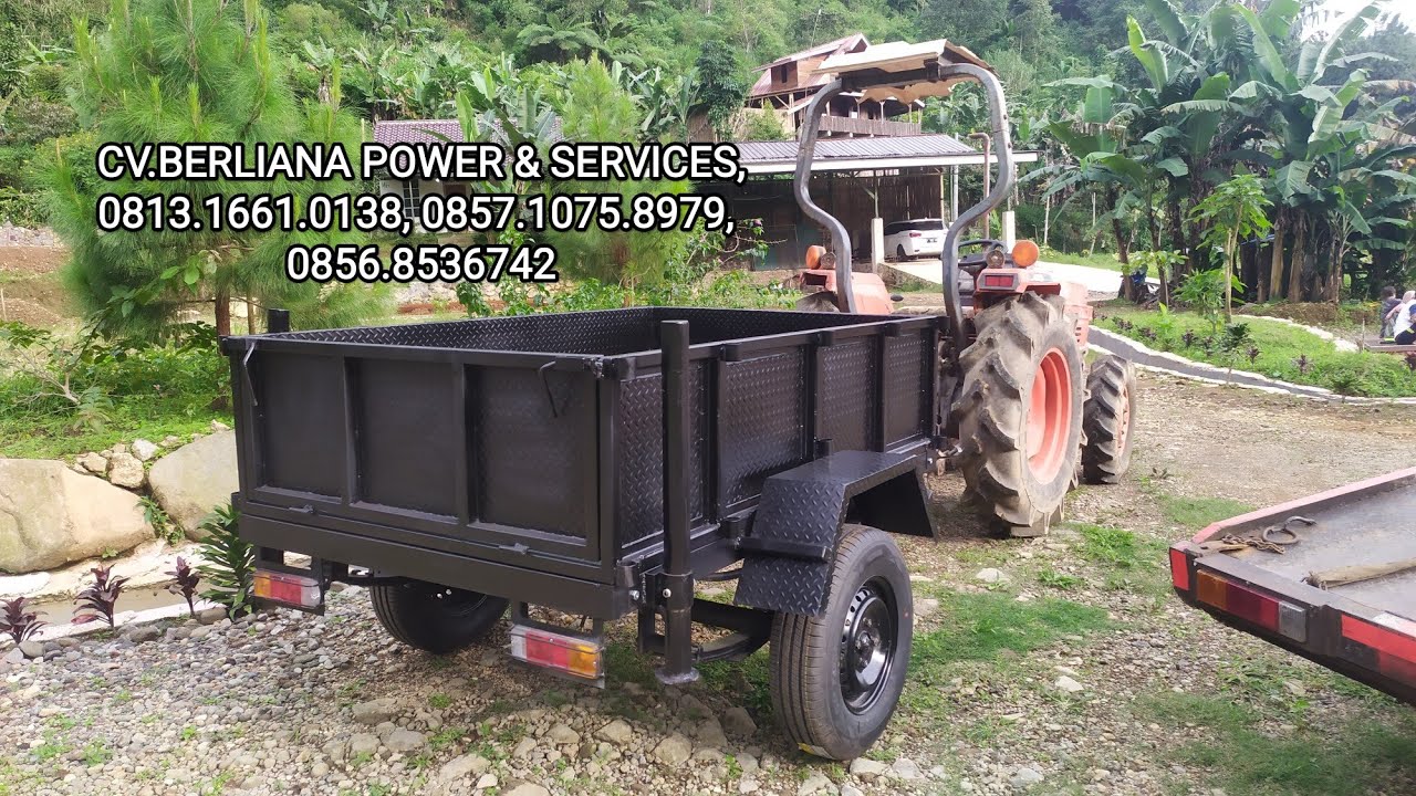 TRAILER ANHANG GEROBAK TROLI KERETA TRAKTOR BARANG KEBUN SAWIT LADANG ...