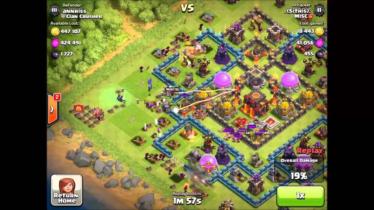 Golem/Witch/Wizard raid (Clash of Clans) - YouTube