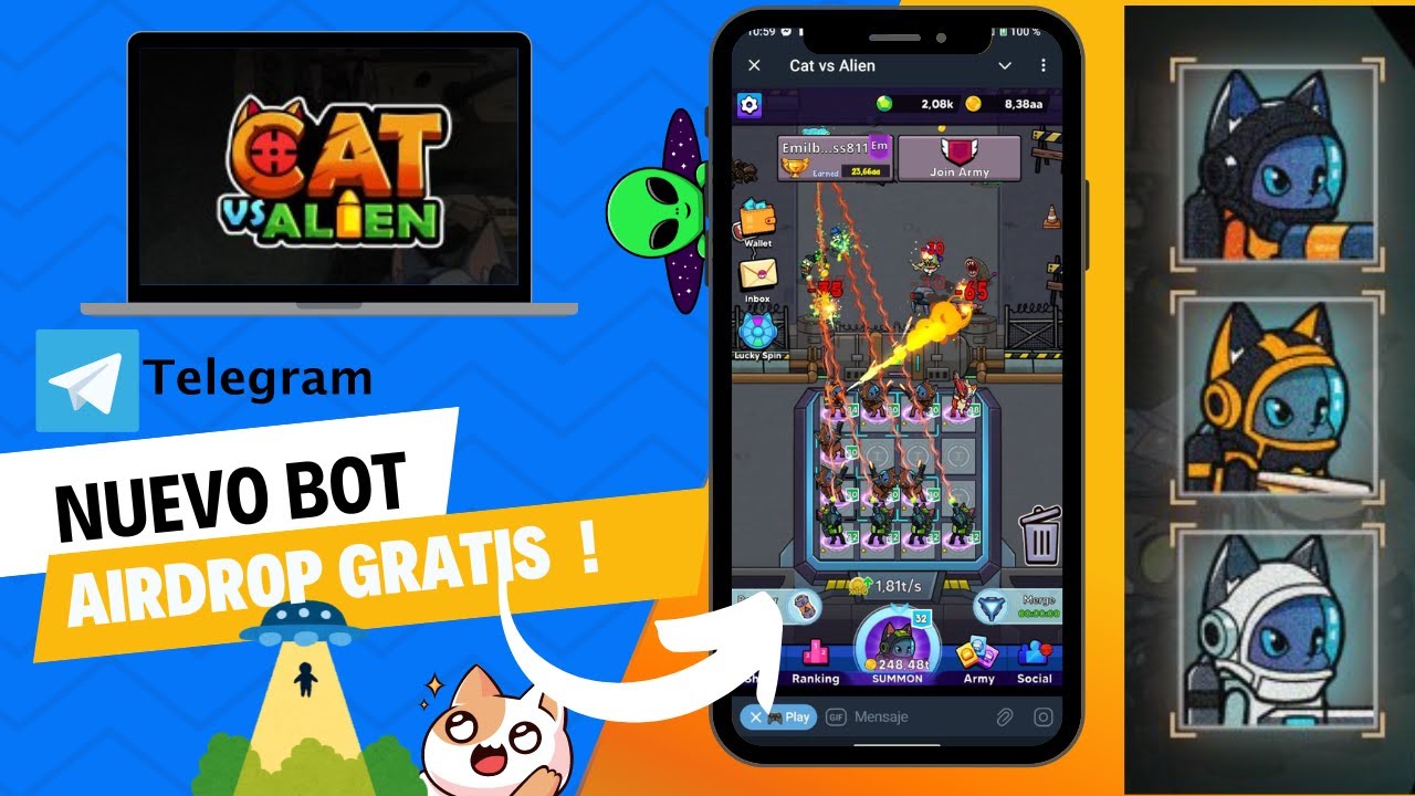 Nuevo Telegram Bot Pagando - Cat Vs Alien - YouTube