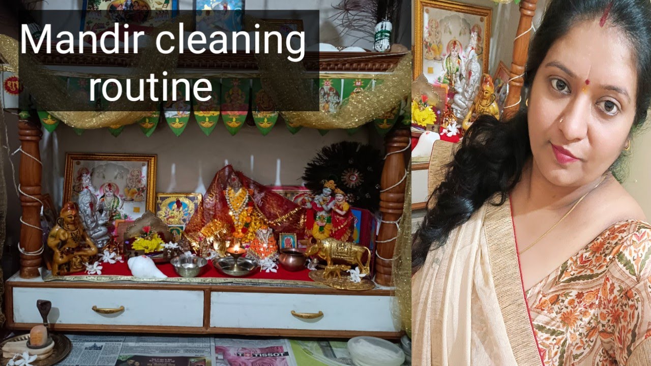 Home mandir 🙏 Cleaning routine and Organization # wooden small mandir ...