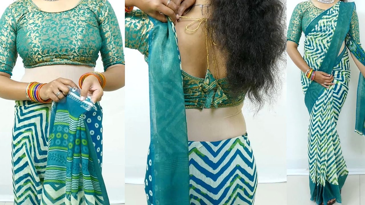 New trick for daily wear saree draping | saree draping perfectly step ...