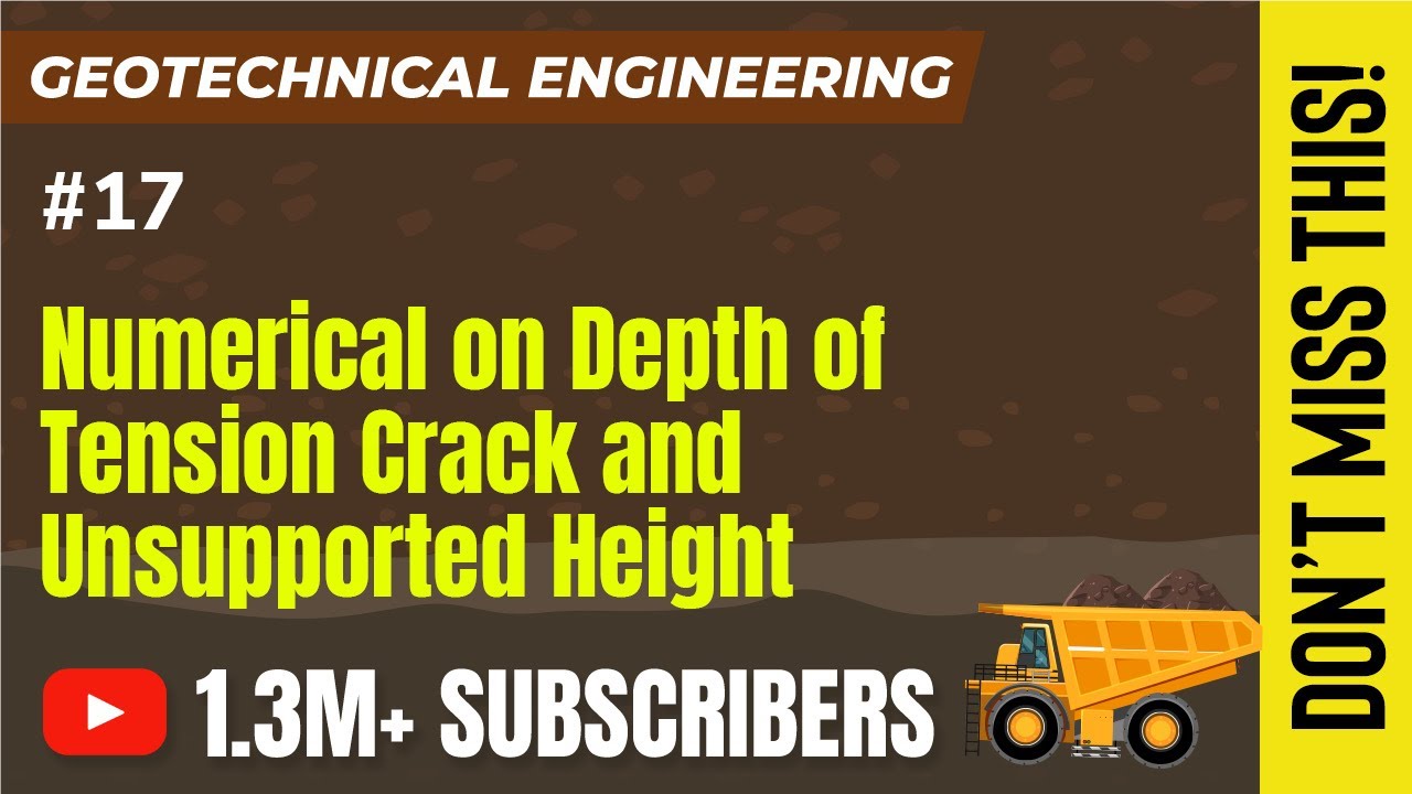 Numerical on Depth of Tension crack and Unsupported height | Earth ...
