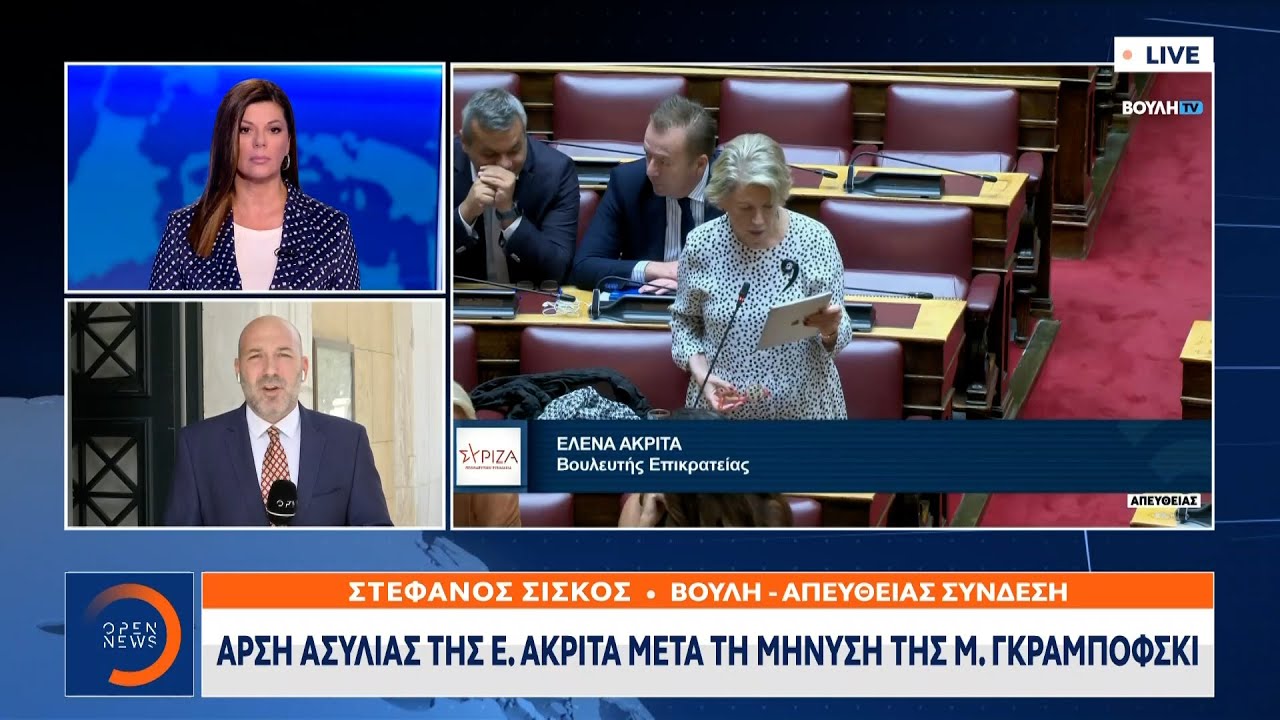 Άρση ασυλίας της Ε. Ακρίτα μετά τη μήνυση της Μ. Γκραμπόφκσι | OPEN TV ...