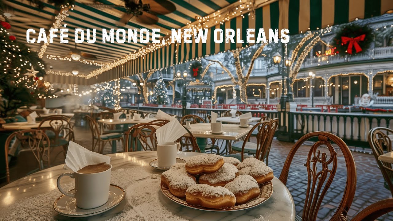 Christmas Jazz ☕ Iconic New Orleans Café 🇺🇸 Café du Monde - YouTube