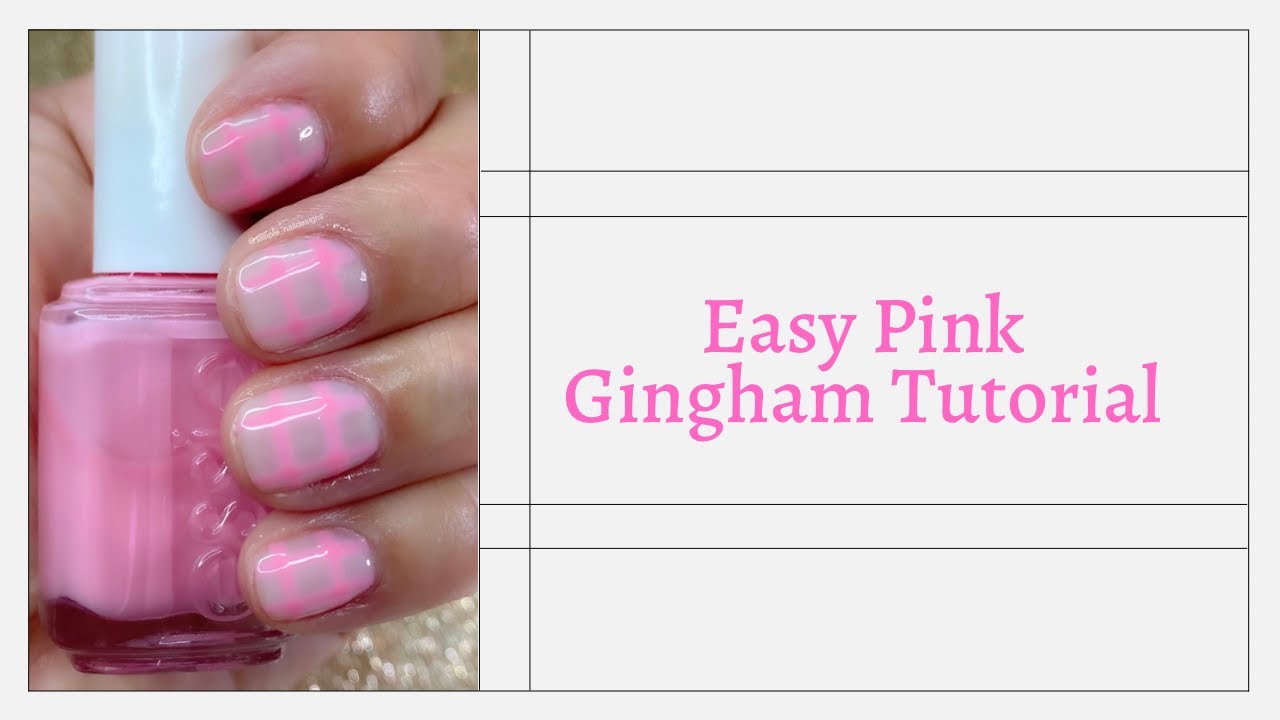 Easy Pink Gingham Nail Art Tutorial | Short Nails - YouTube