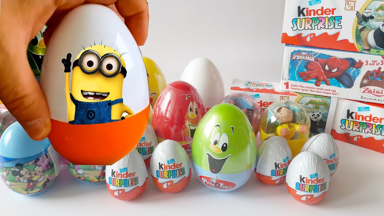 Opening GIANT MINION SURPRISE EGGs Minion Kinder Surprise Egg Play-Doh ...