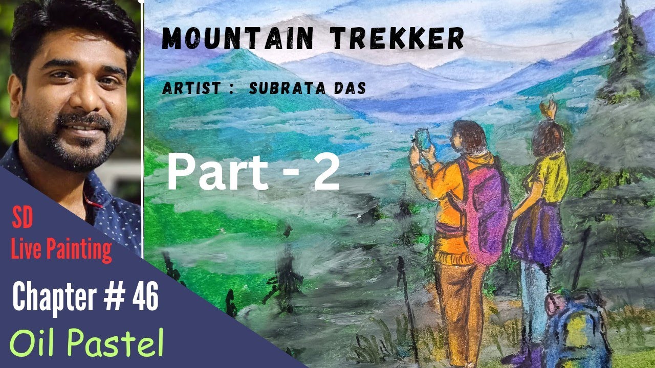 Mountain Trekker | How to draw Mountain Scenery Step by Step | Oil ...