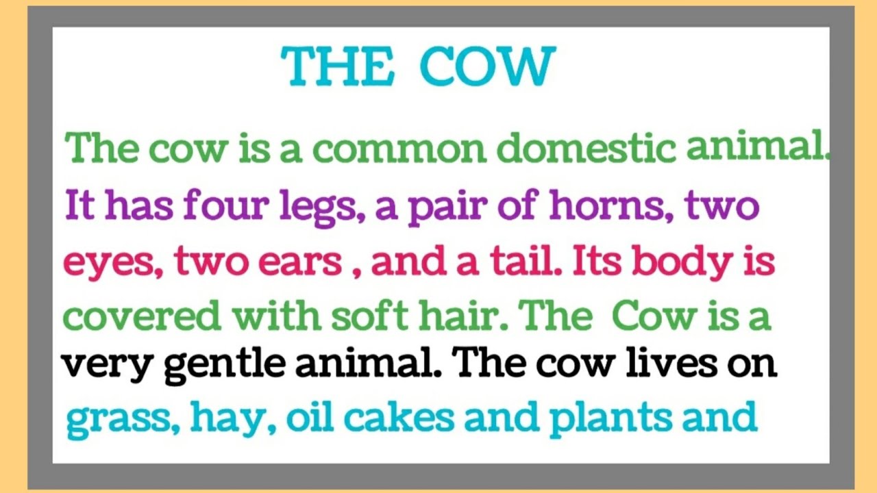 Essay on Cow in English//Short essay on Cow in English//Cow Essay//The ...