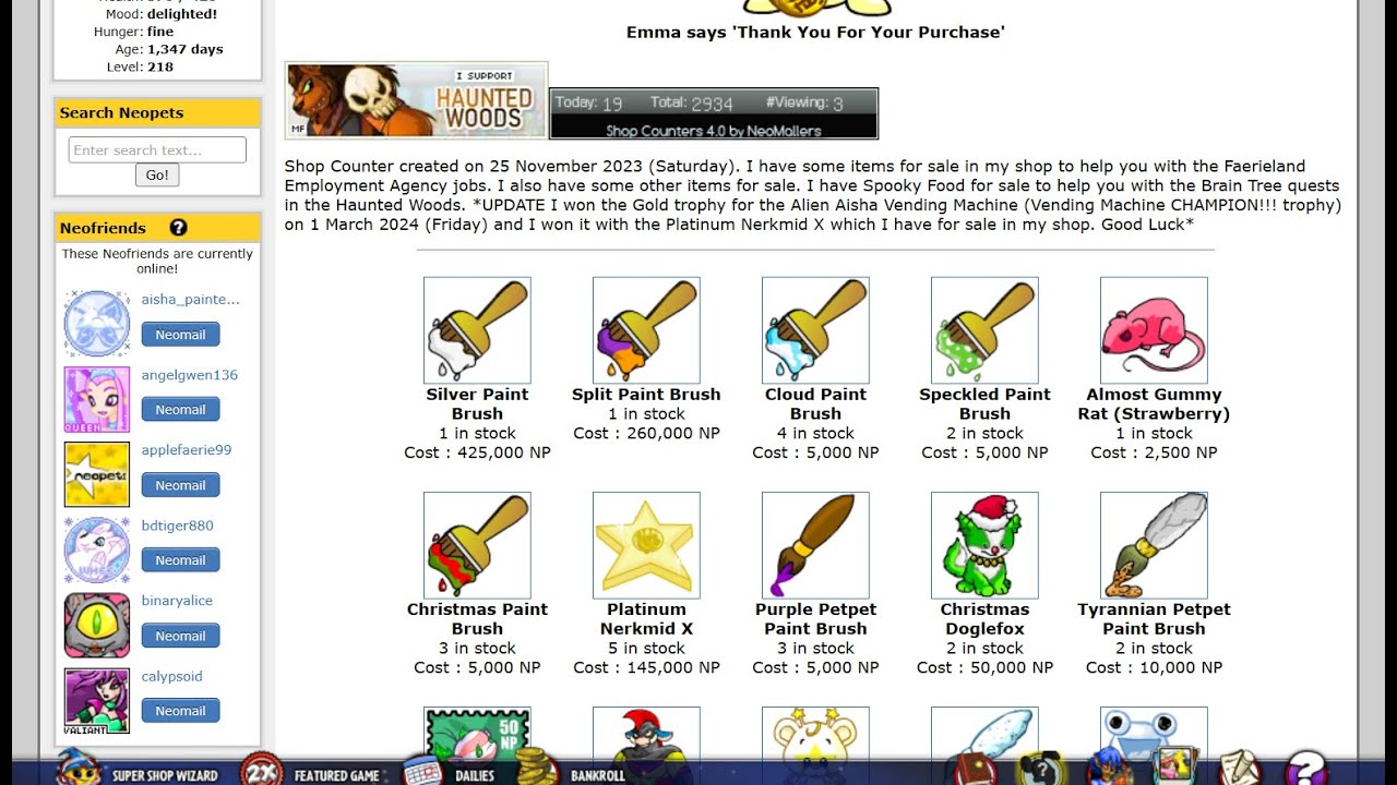 Neopets - Selling Paint Brushes (PART 2) - YouTube