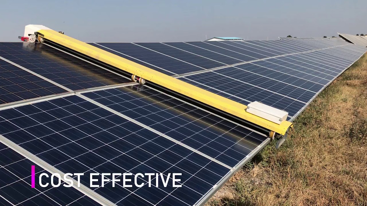 PBot- Autonomous Water-Less Cleaning System For Solar PV Modules - YouTube