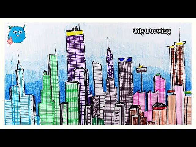 Simple City Skyline Drawing