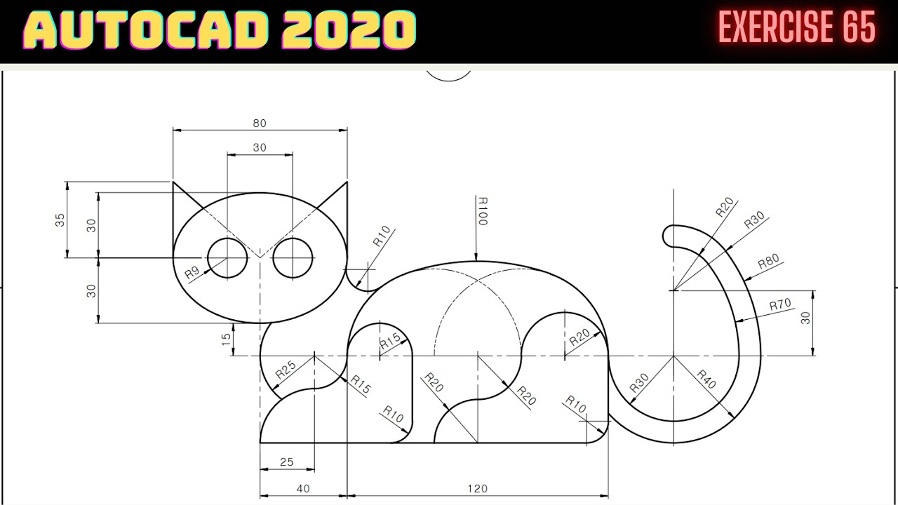 Autocad Kedi Çizimi | Autocad Cat Drawing | Autocad Dibujo de Guitarra ...