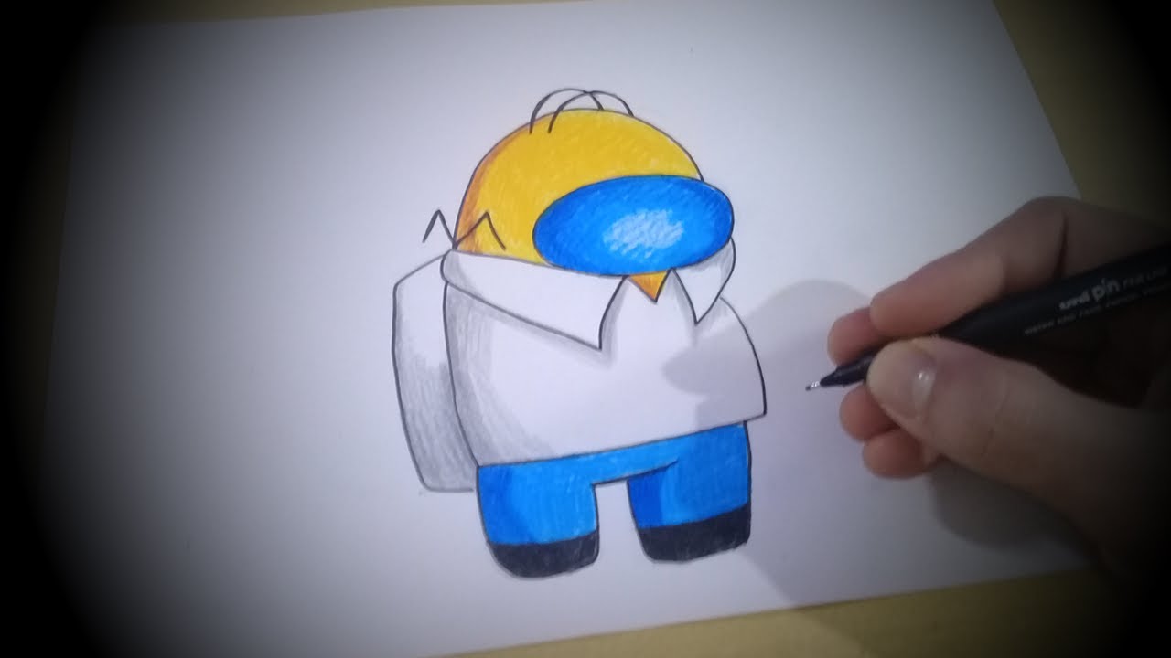 COMO DESENHAR o HOMER SIMPSONS em ESTILO AMONG US passo a passo - YouTube