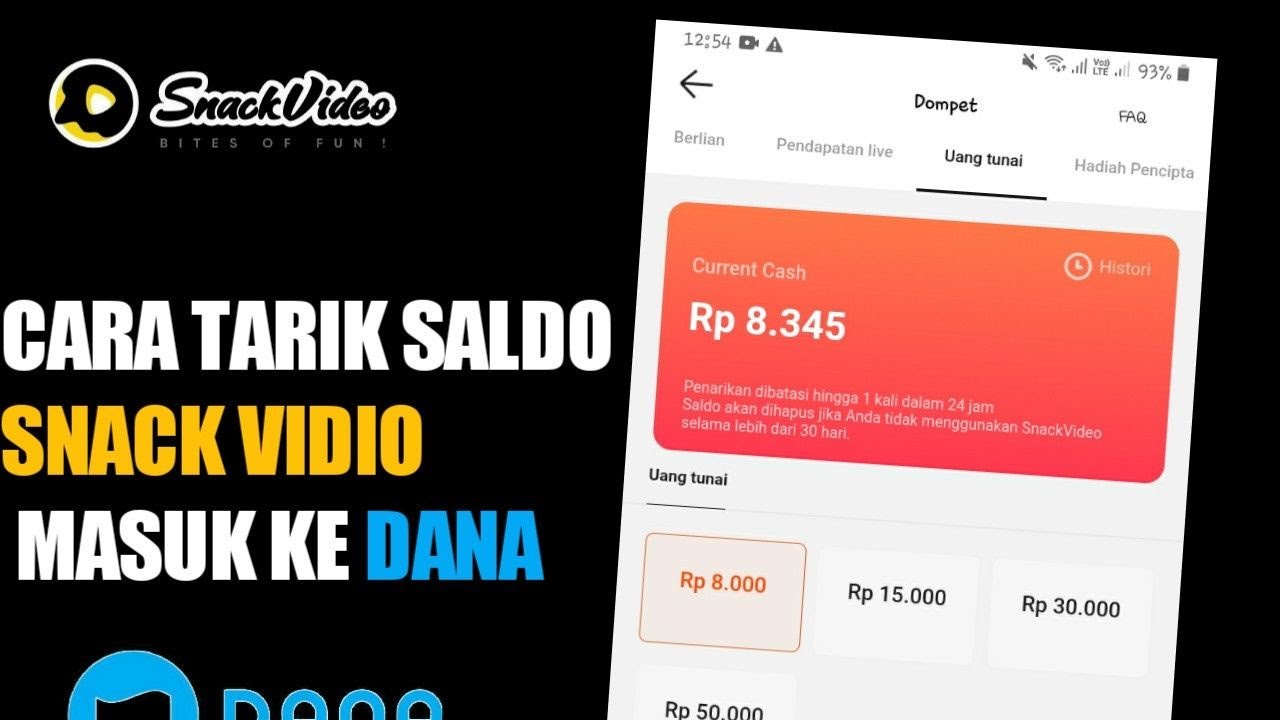 Cara Tarik Saldo Snack Video lebih dari 5ribu - YouTube