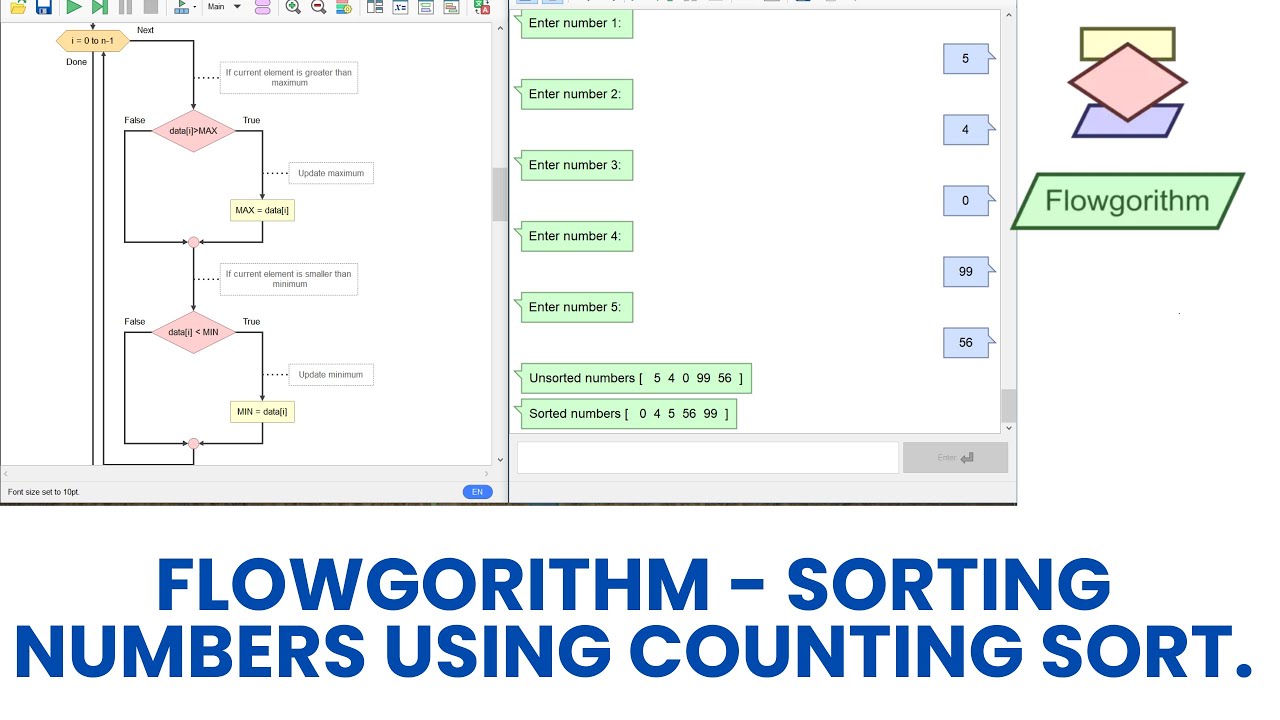 Flowgorithm Sorting Numbers Using Counting Sort Youtube