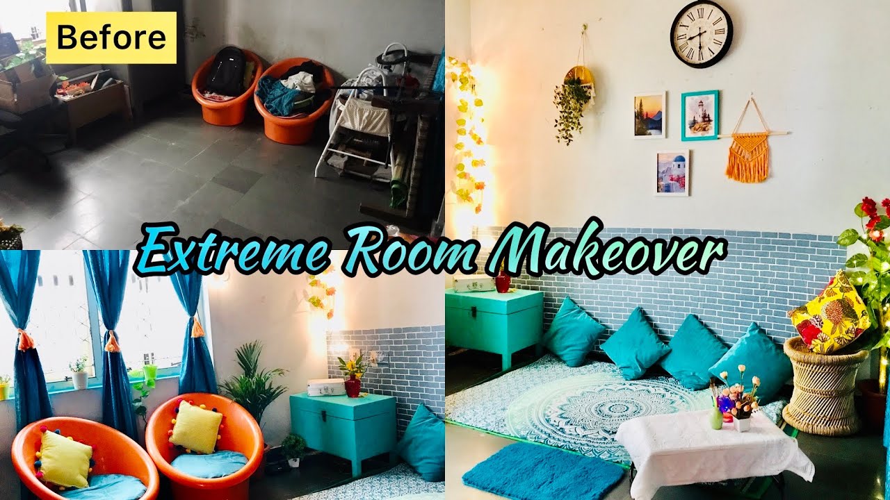 Extreme Room Makeover without any furniture|Boho room decor - YouTube