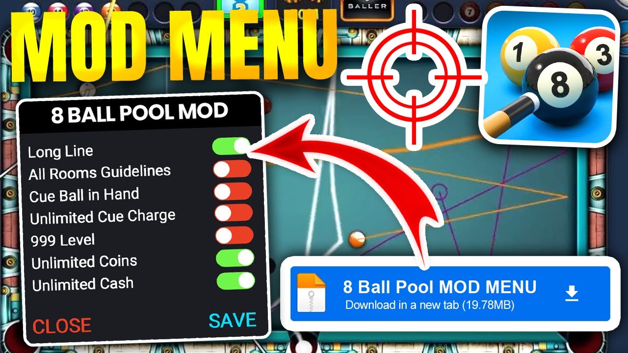 🔴 8 Ball Pool MOD MENU - Líneas Largas y Mega Power en 8 Ball Pool 2025 MOD Menu (Android/iOS ...