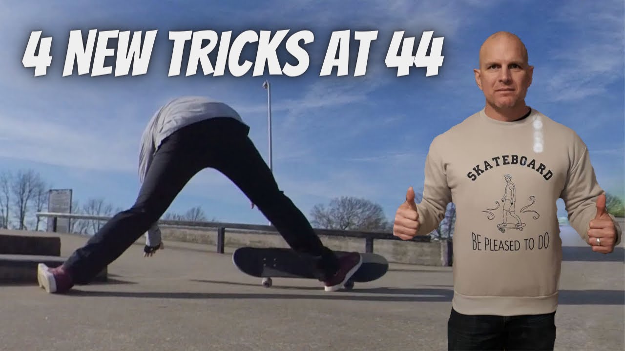 4 New Tricks at 44 (skating at 40+) - YouTube