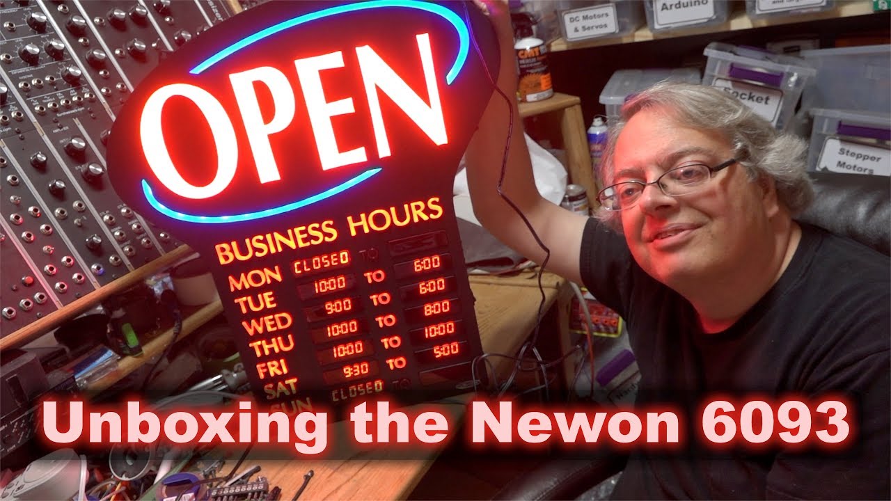 Unboxing The Newon 6093 LED Open Sign With Business Hours - YouTube