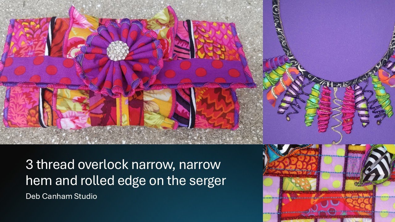 3 thread narrow, narrow hem and rolled edge on the serger. - YouTube