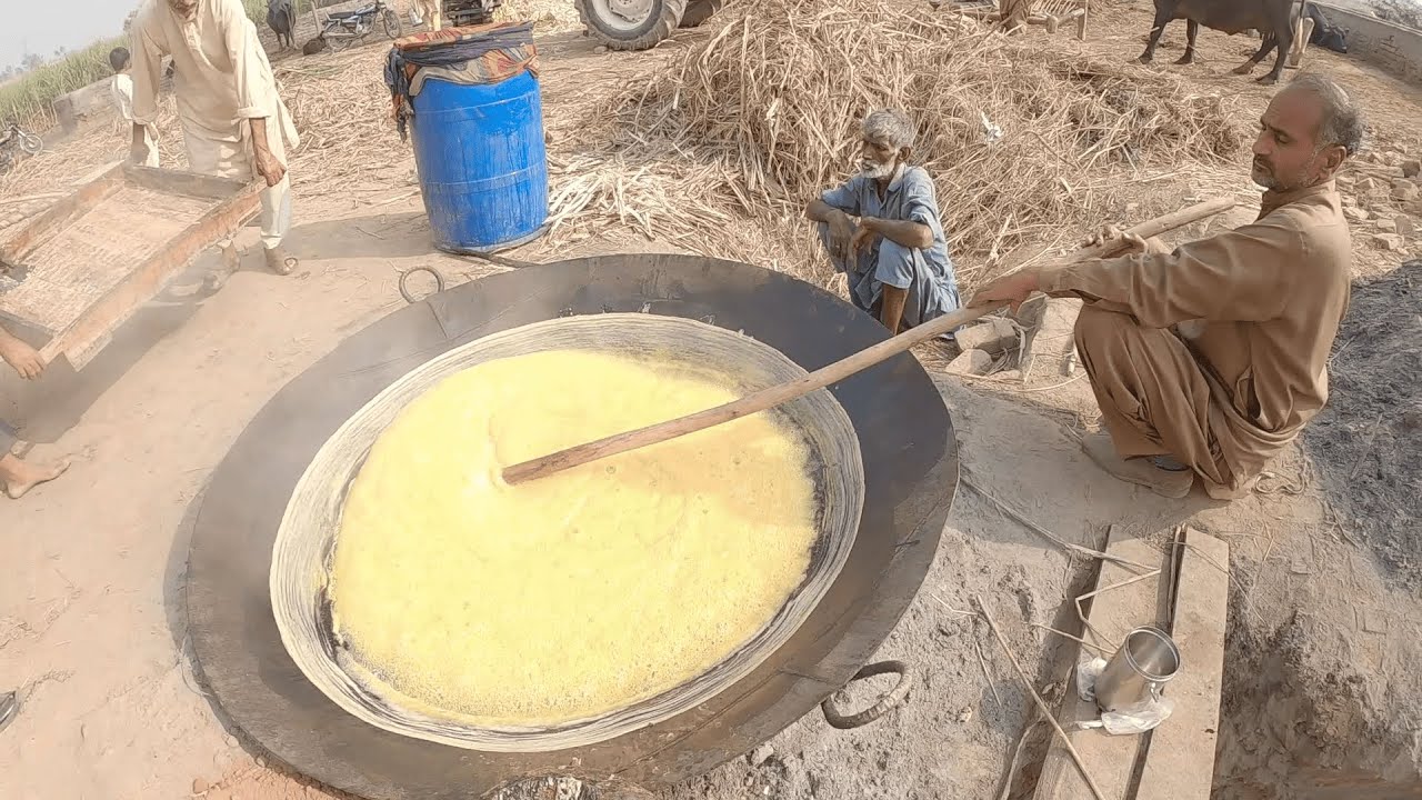 100% Natural & Traditional Jaggery Making Process From Sugarcane - YouTube