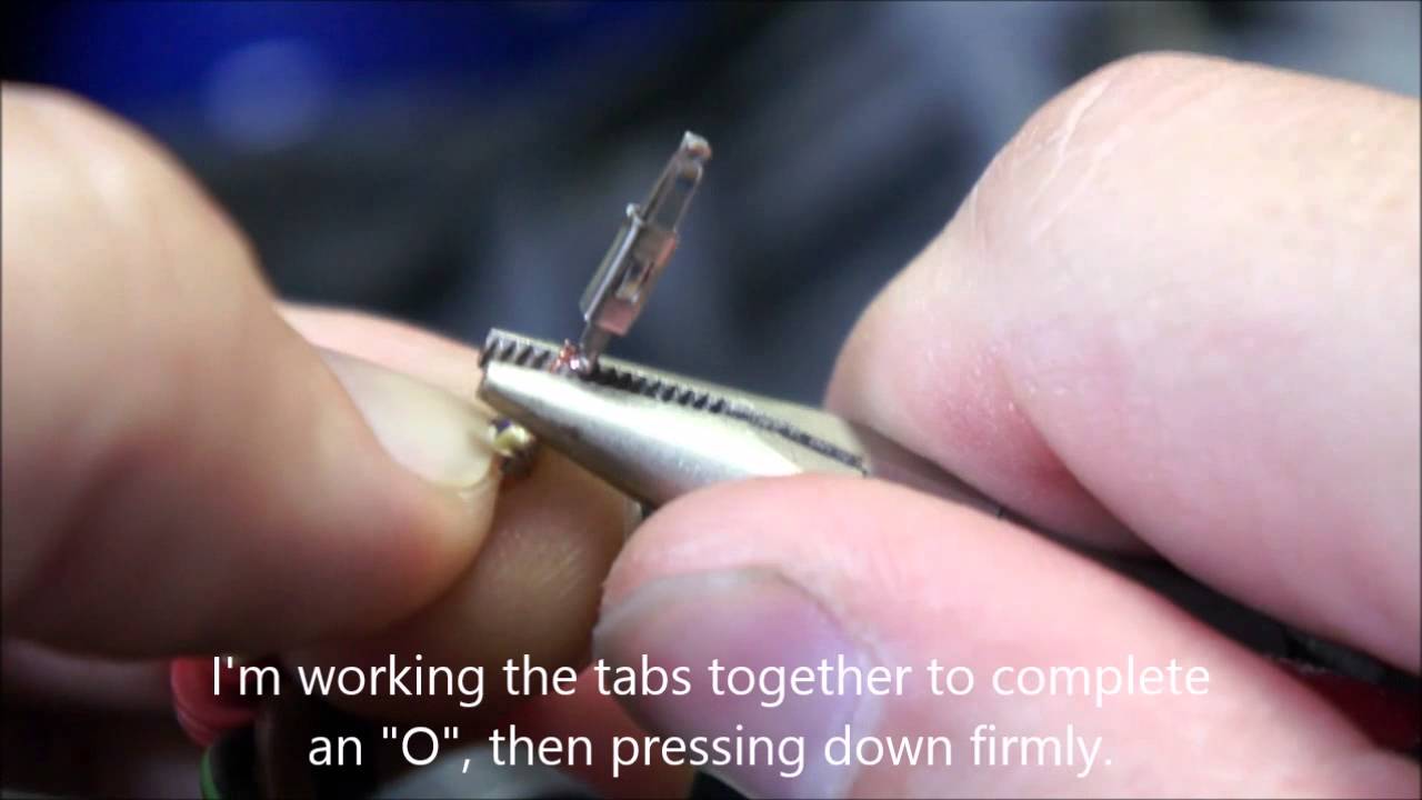 Crimping small pin for highbeams - YouTube