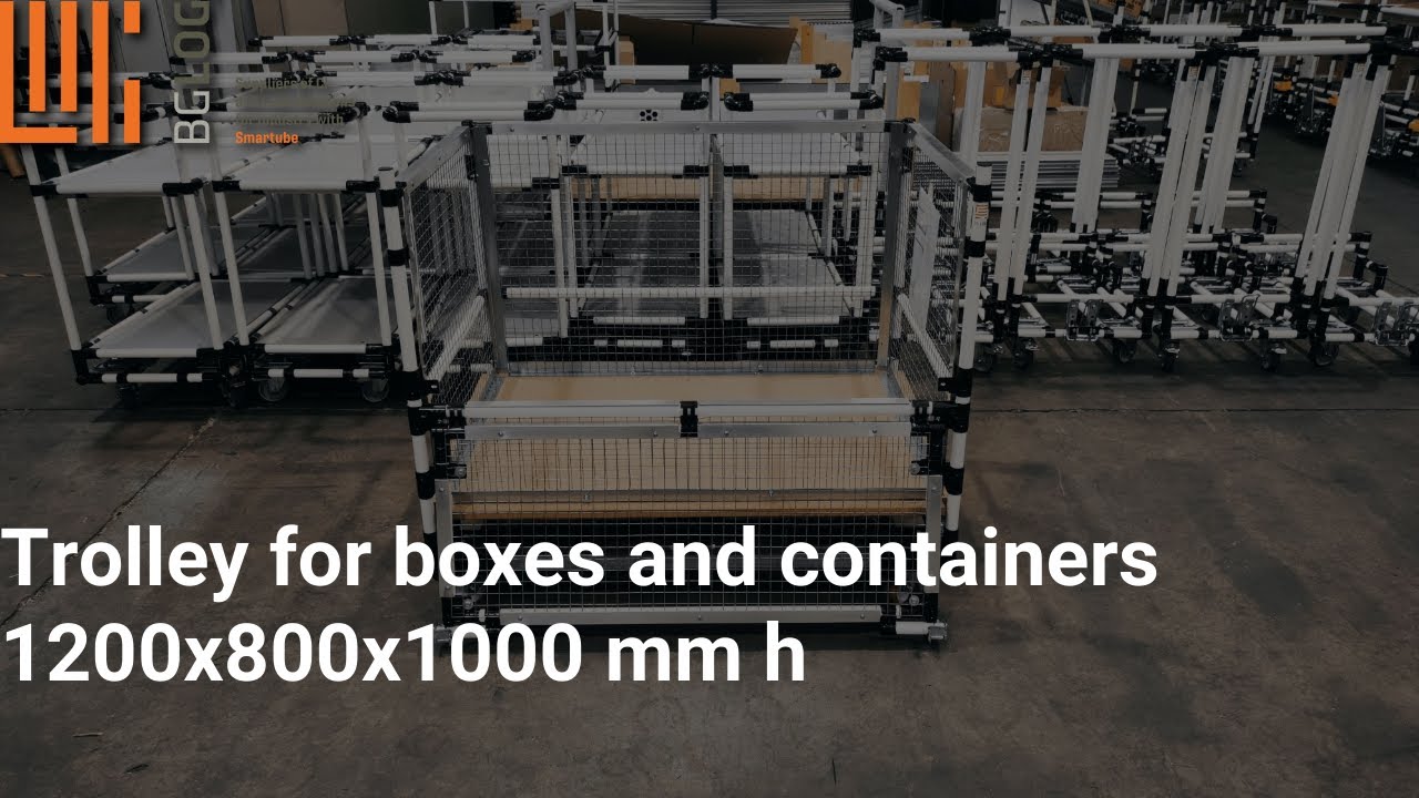 Trolley for boxes and containers 1200x800x1000 mm h - YouTube