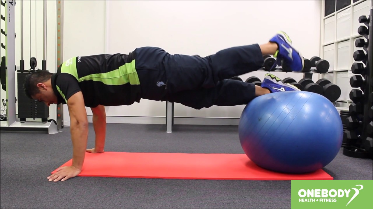 Hover on Exercise Ball with Leg Kicks - YouTube