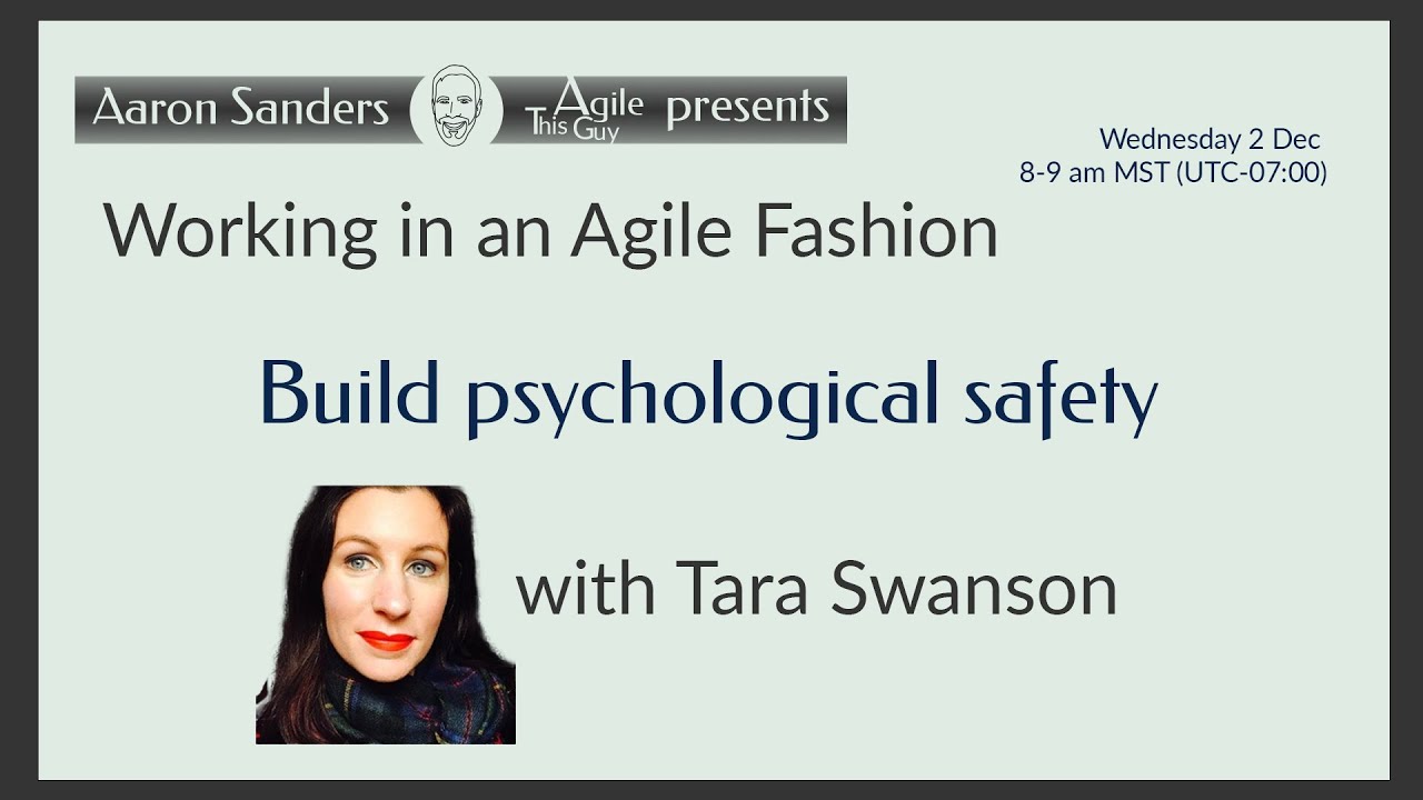 How to build psychological safety with Tara Swanson - YouTube