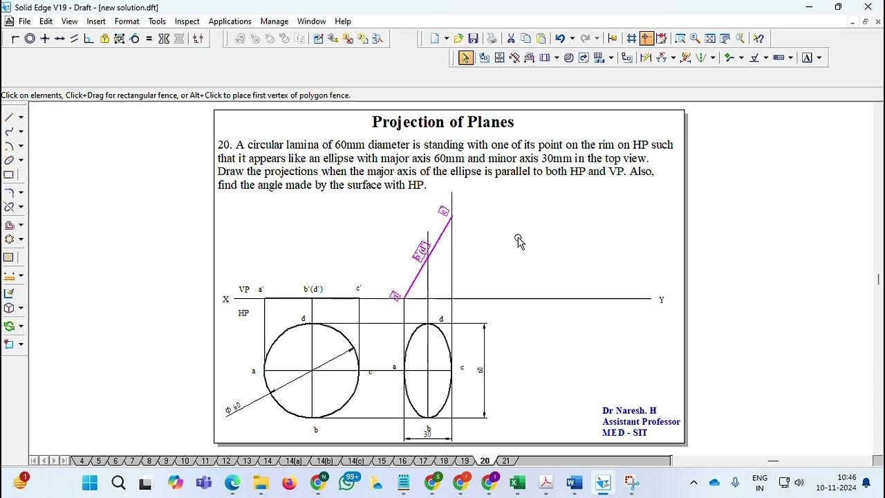 Problem - 20 | Projection of Lines | Computer Aided Engineering Drawing ...