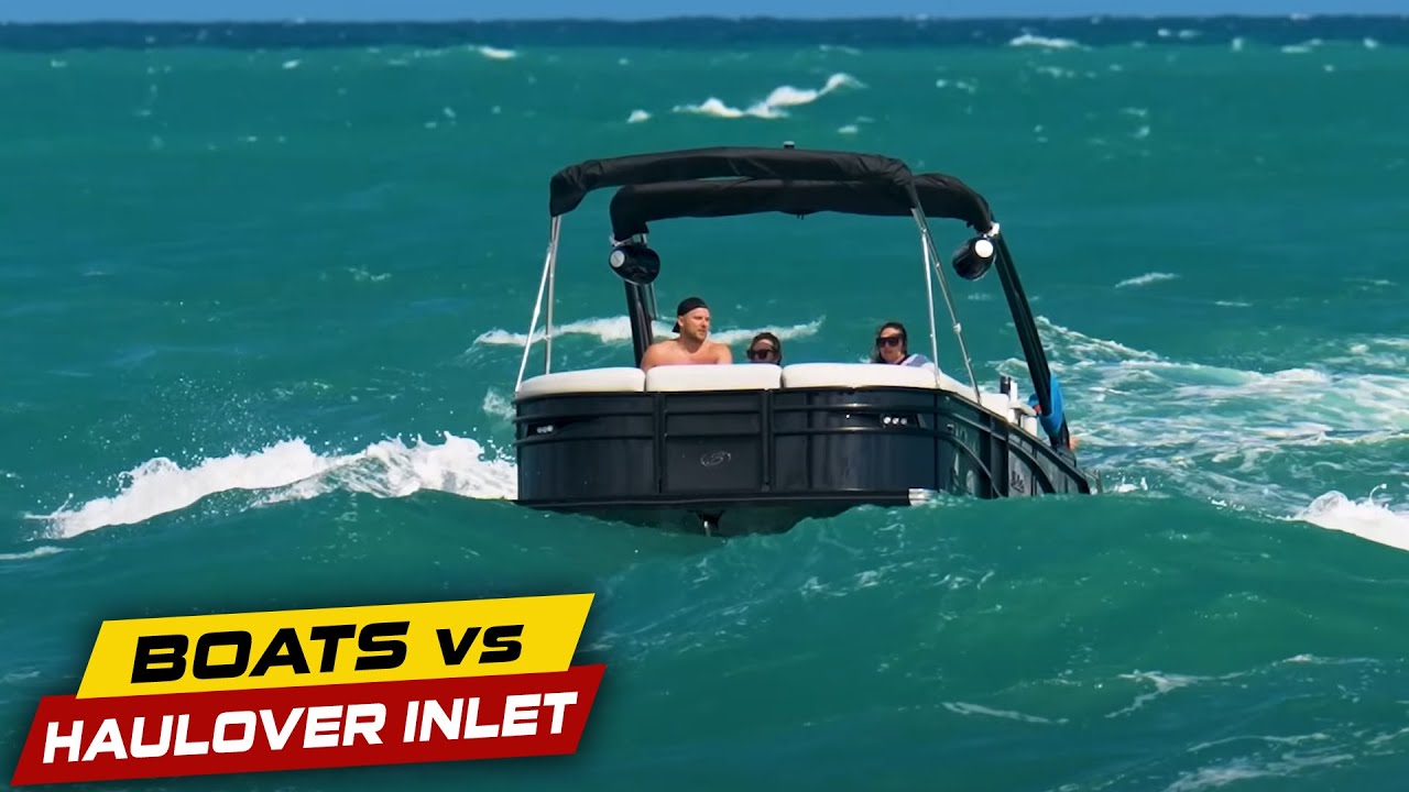 PONTOON GOES OUT OF A DANGEROUS INLET! | Boats vs Haulover Inlet - YouTube