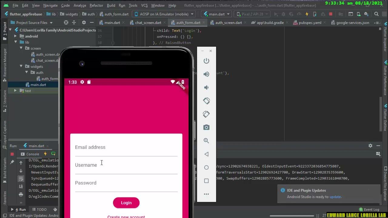 【FLUTTER ANDROID STUDIO and IOS】adding authentication screen and theme ...