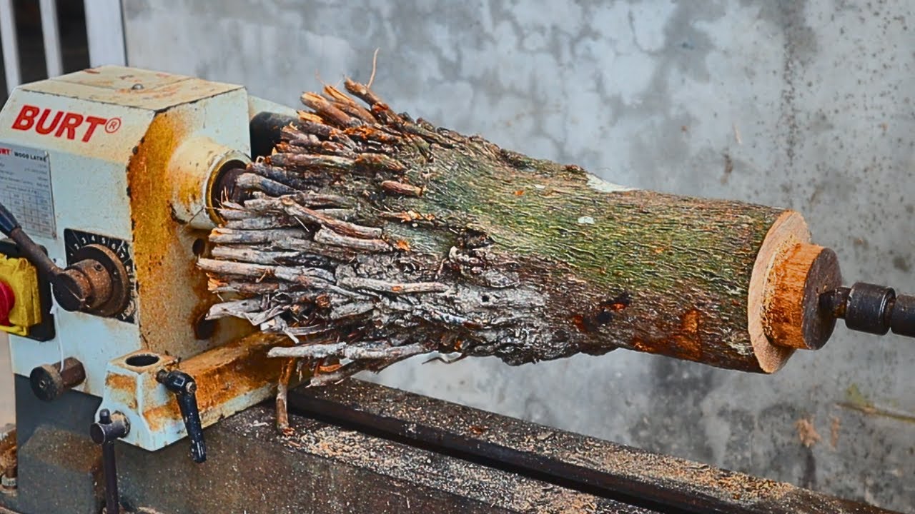 Wood turning // old areca root turning skills - YouTube