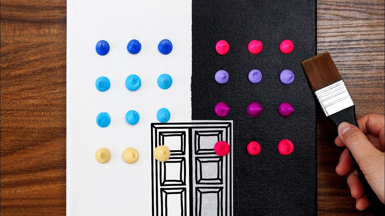 Half & Half Acrylic Painting Step by Step｜The Door To You｜Satisfying ...