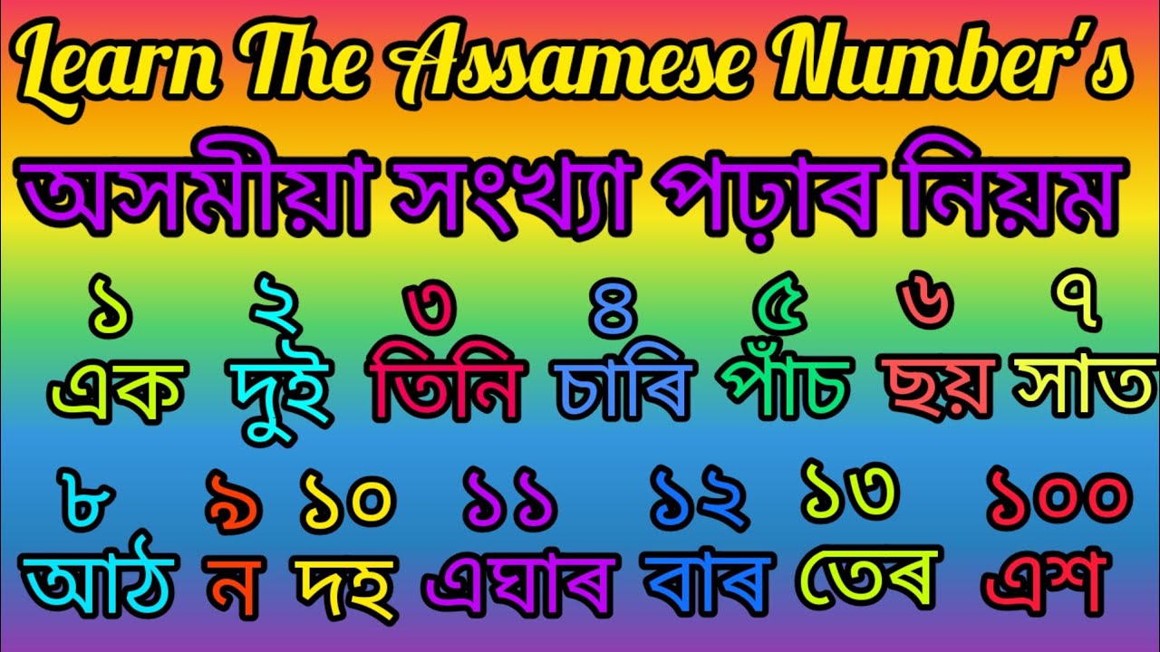 Assamese Number's Counting | অসমীয়া সংখ্যা গণনা কৰাৰ উপায় | ১ ২ ৩ ৪ ৫ ...