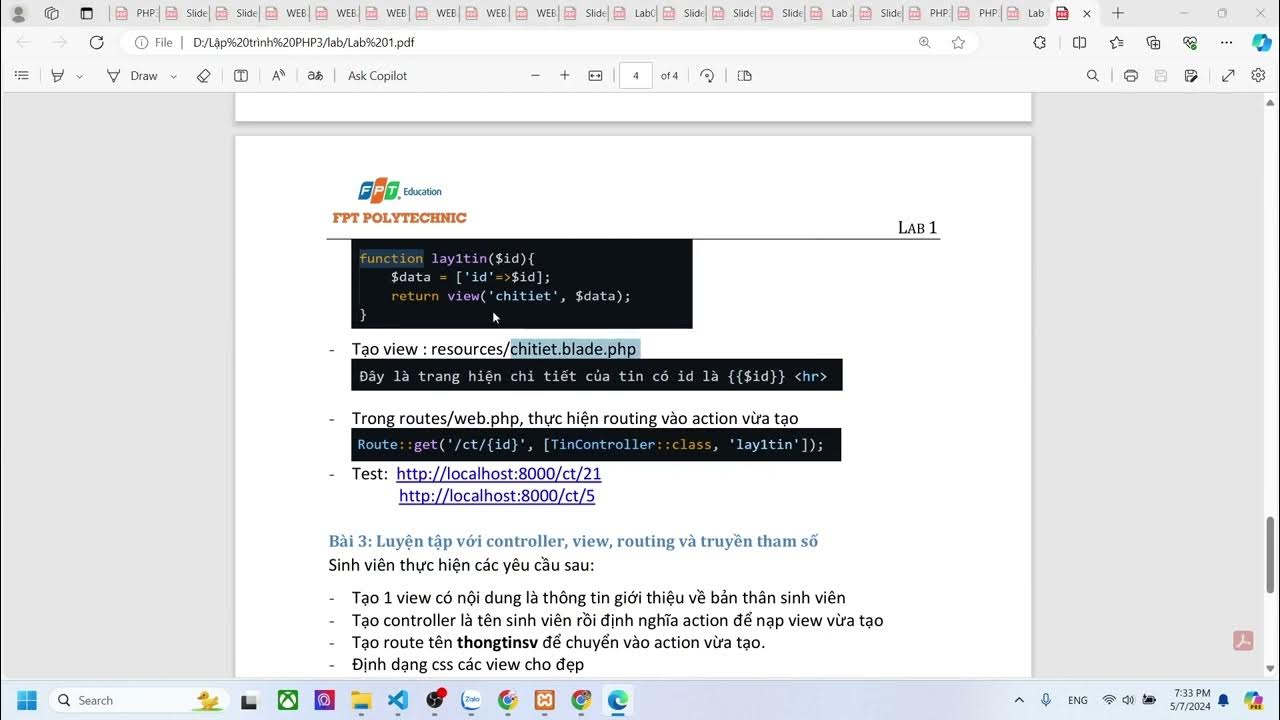 LAB 1 MÔN LẬP TRÌNH PHP3 CƠ BẢN VỀ LARAVEL BÀI 2 - YouTube