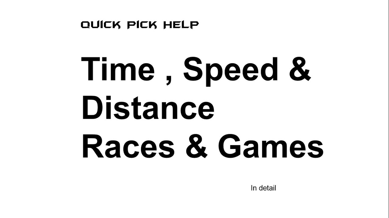 Time Speed and Distance Races and Games :Aptitude Topic HD - YouTube