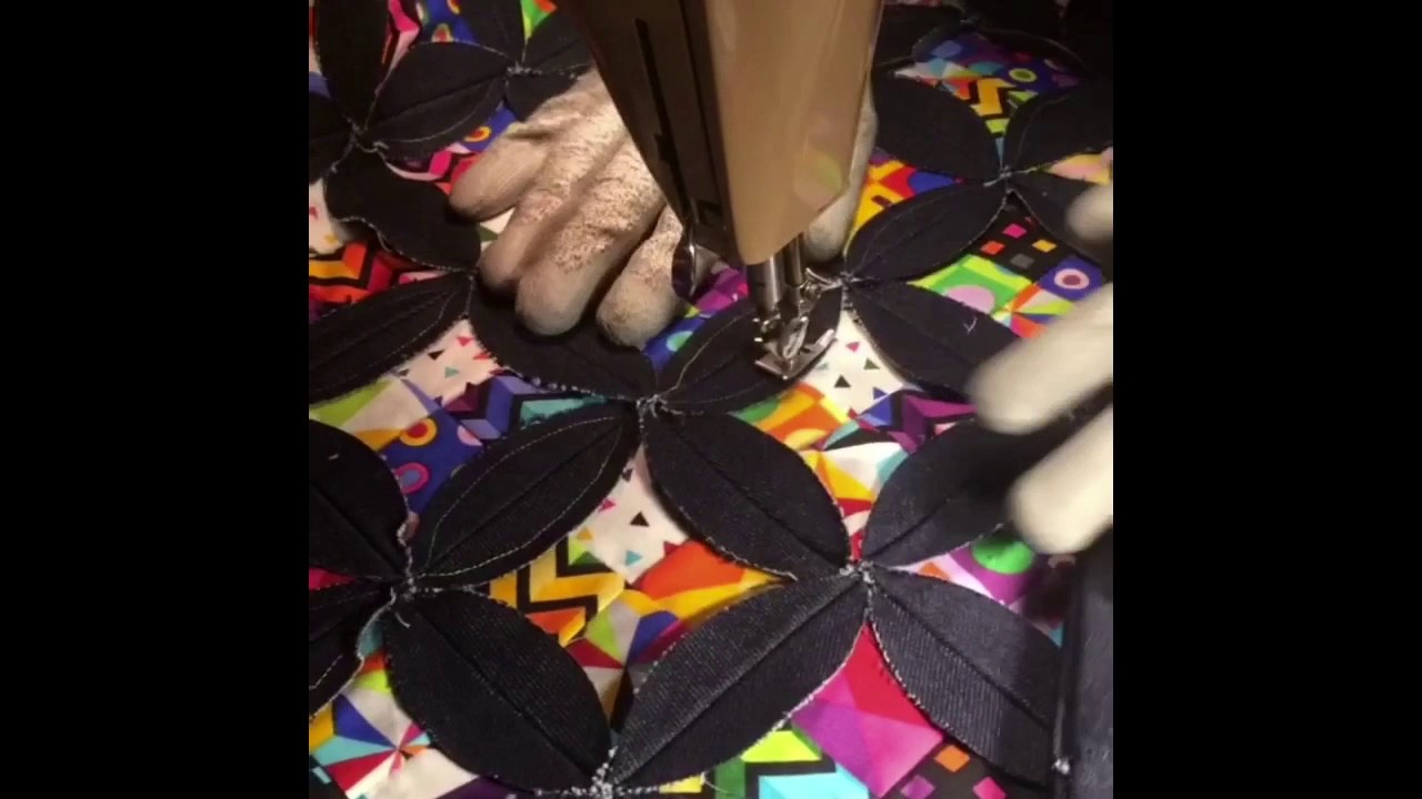 Denim Faux Cathedral Window Quilt - YouTube