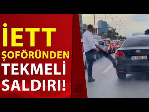 D-100 Karayolu'nda şerit kavgası: İETT şoförü otomobili tekmeledi | A Haber