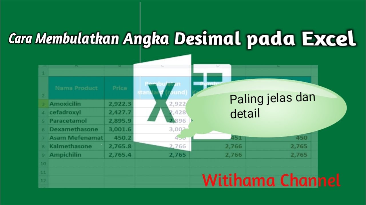 Cara Membulatkan Angka Desimal pada Excel - YouTube
