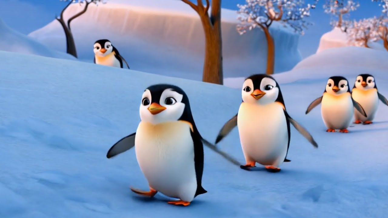 Five Little Penguins Sliding On The Ice Songs || Nursery Rhymes & Kids ...