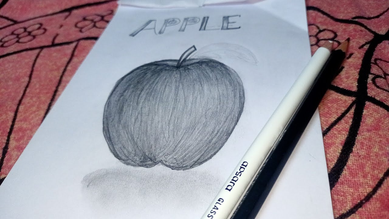 How to draw a realistic apple // Apple 3D Sketch Drawing . - YouTube
