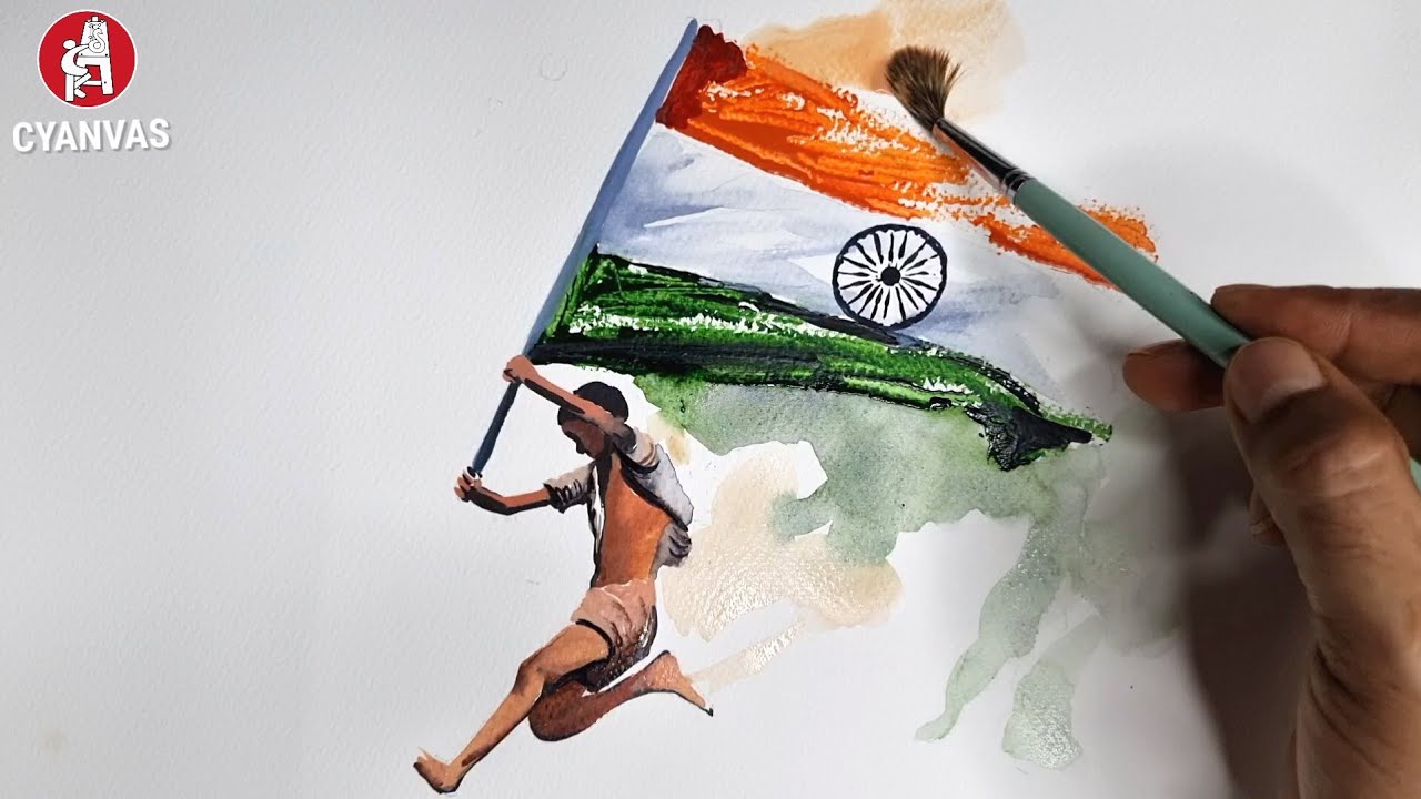 HOW TO DRAW INDEPENDENCE DAY DRAWING WITH WATER COLOR / INDEPENDENCE ...