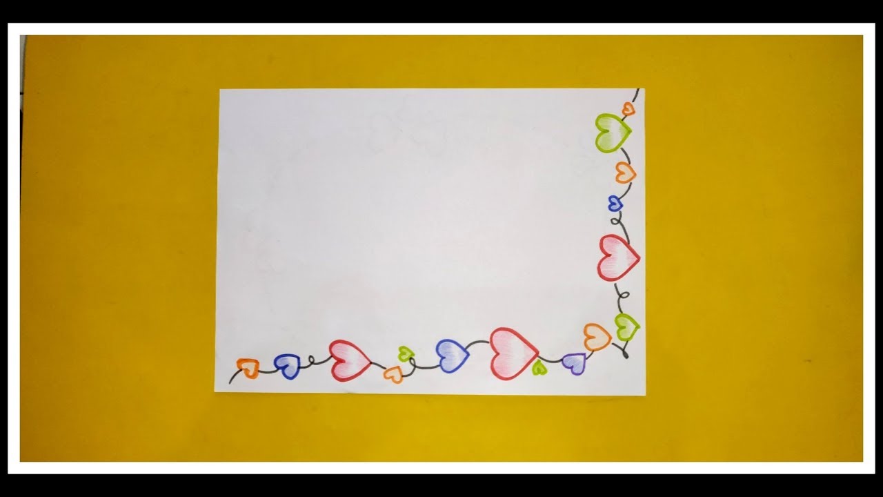 Heart Border Design On Paper/Border Design For Project File/border ...