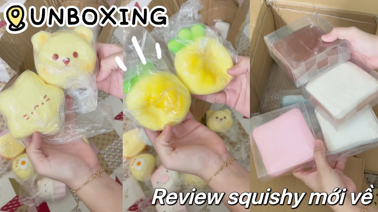 📦Unboxing hàng về+ Review squishy chất bơ mới zề siu nhìu mẫu dễ thương ...