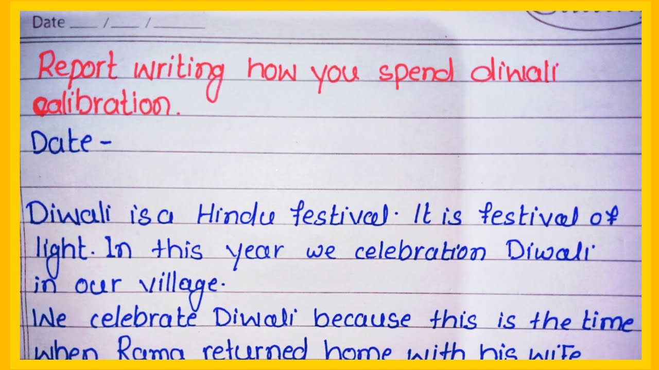Report writing on Diwali celebration in our Village l - YouTube