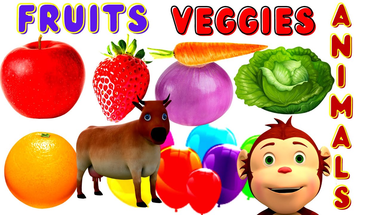 Learn Names of Fruits, Vegetables and Animals | Best Learning Video ...